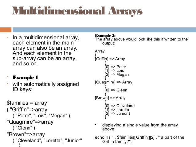 PHP 5 Multidimensional Arrays CodeBridePlus
